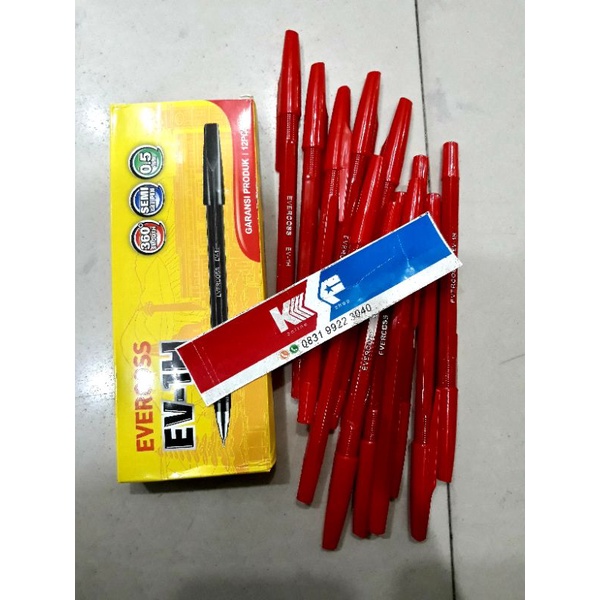 Jual PENA EVERCROSS BALLPOINT ISI 12 WARNA TINTA HITAM DAN MERAH ...