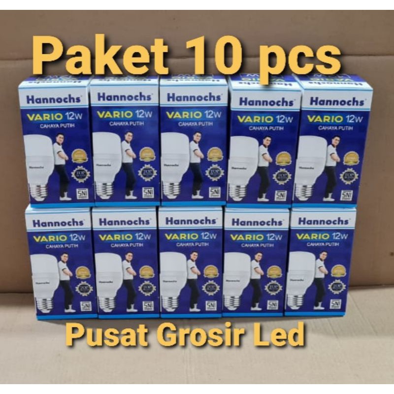 Jual Paket Hemat 10 pcs Hannochs Vario 12 watt Cahaya Putih Original Bergaransi 1 Tahun | Shopee ...