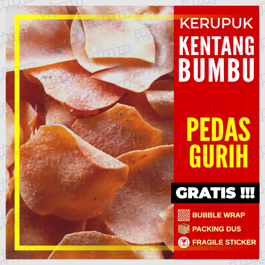 Jual KERUPUK KENTANG BUMBU MERAH Krupuk Potato Rasa bawang Balado Pedas ...