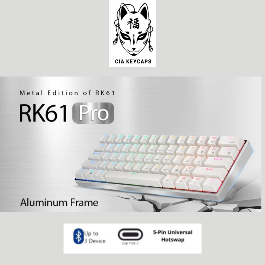 Jual !!!NEW!!! ROYAL KLUDGE RK61 PRO 60% Wireless RGB Keyboard with ...