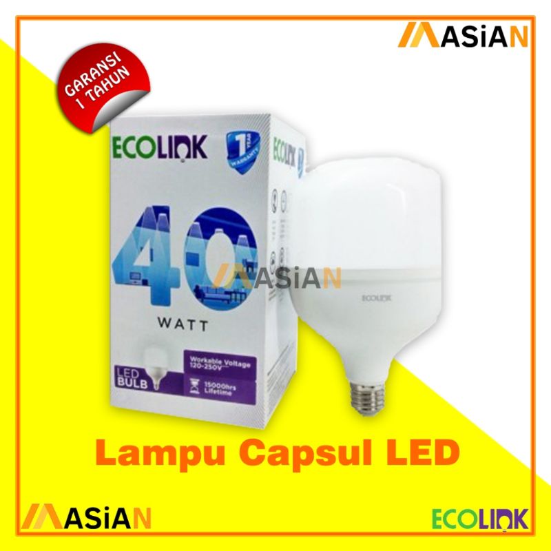 Jual ECOLINK LED BULB CAPSUL 40 WATT E27 | Shopee Indonesia