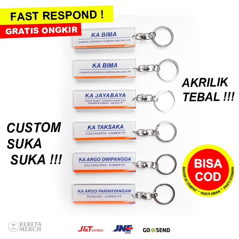 Jual GANTUNGAN KUNCI AKRILIK KEYCHAIN NAMA KERETA API INDONESIA GANCI ...