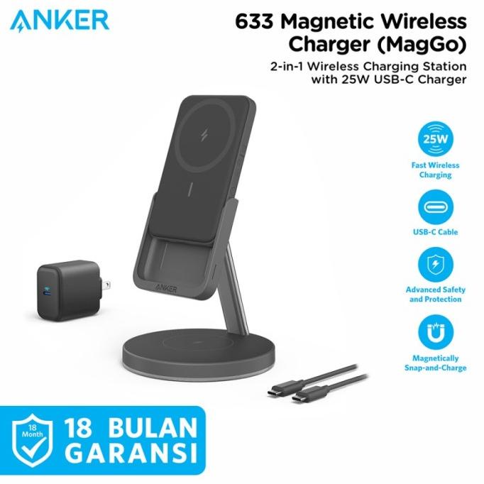 Jual Anker 633 Magnetic Dual Wireless Charger Dock 25W + Powerbank ...