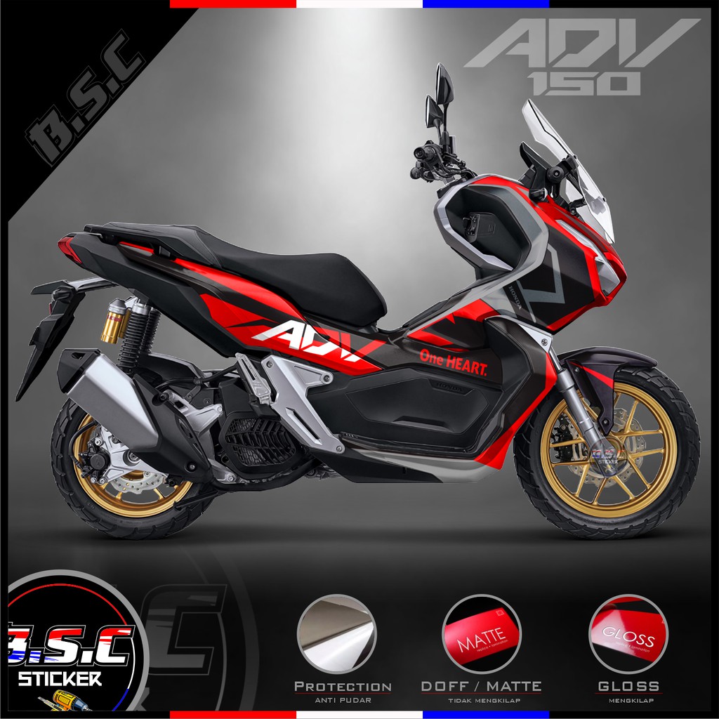Jual Sticker Decal Motor FULL BODY ADV 150 Motif Simple Macho Red ...