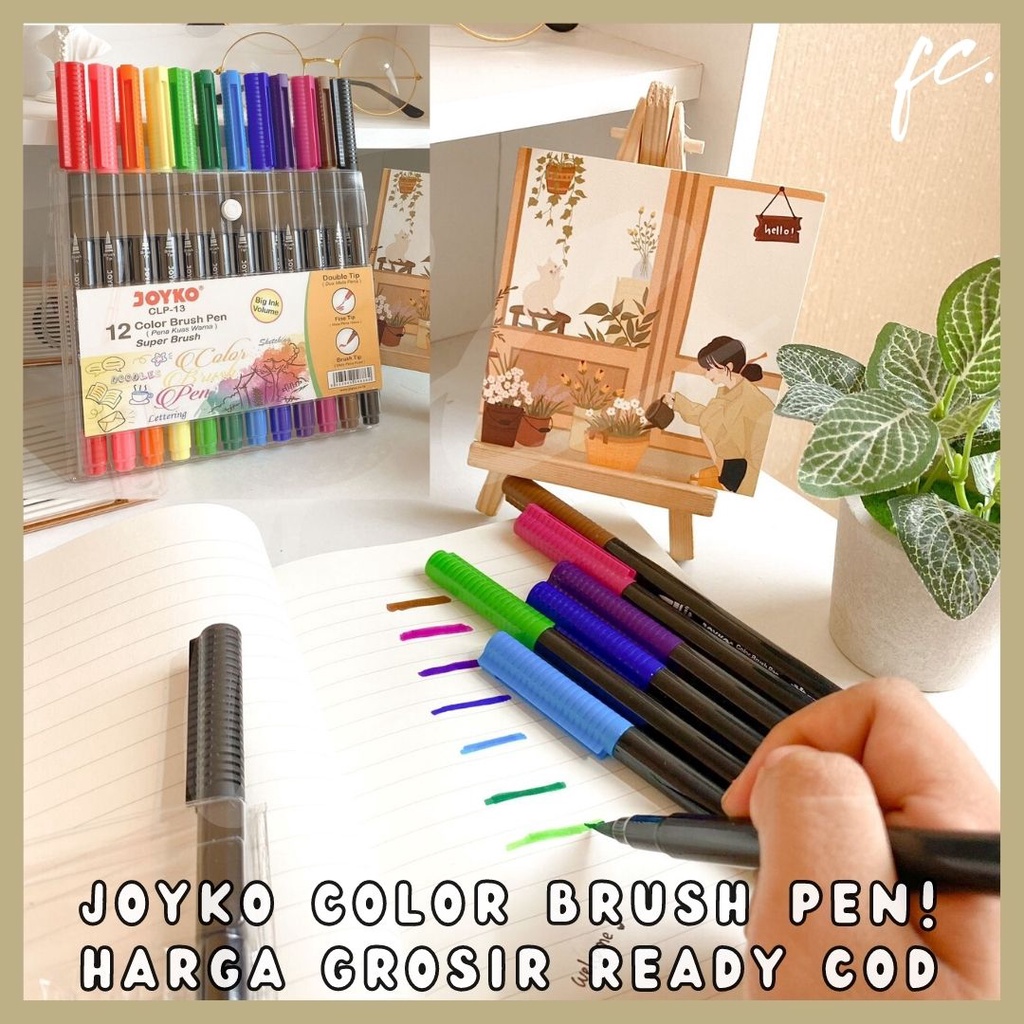 Jual Set Color Brush Pen Pena Kuas Warna Joyko Original CLP-13 / CLP13 ...