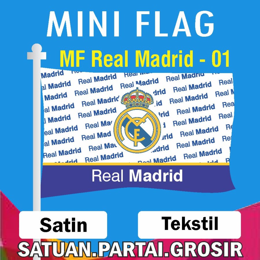 Jual MINI FLAG REAL MADRID / BENDERA CUSTOM REAL MADRID / CETAK BENDERA ...