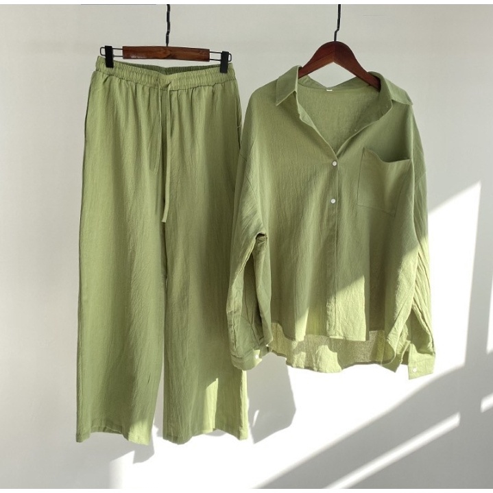 Jual MARSHA SET/setelan crinkle/kemeja kulot/semipajamas/casualoutfit ...