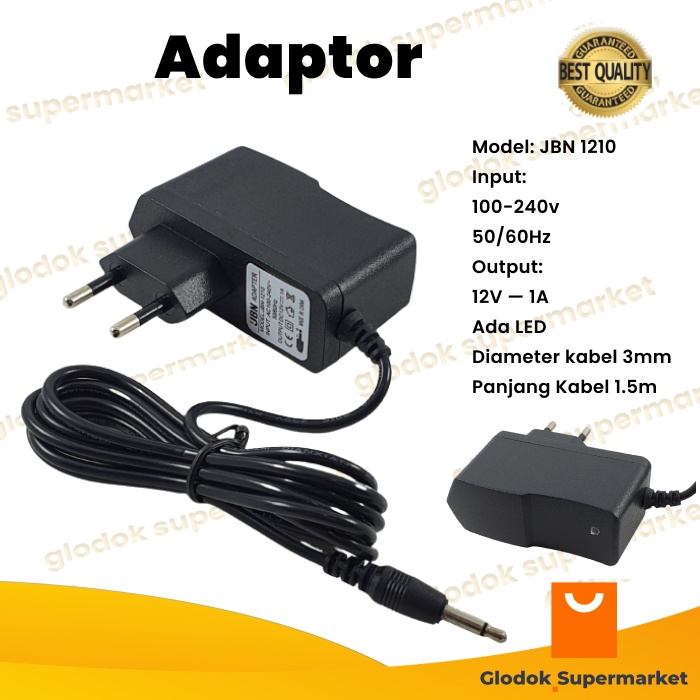 Jual Adaptor 12v 1a JBN Adapter DC Switching 12 Volt 1 Ampere Panjang ...