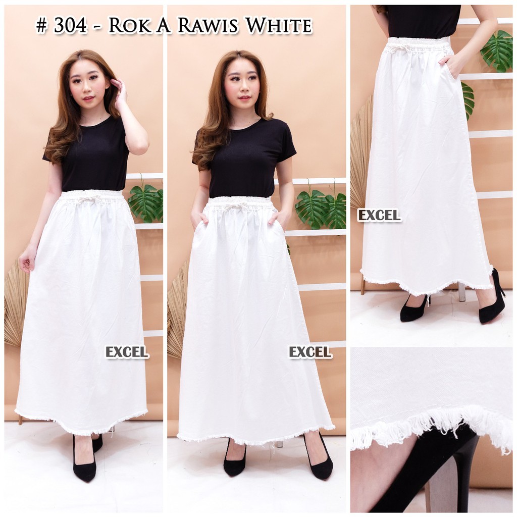 Jual ROK JEANS PANJANG/ROK A RAWIS PANJANG WANITA BAHAN JEANS TIDAK ...