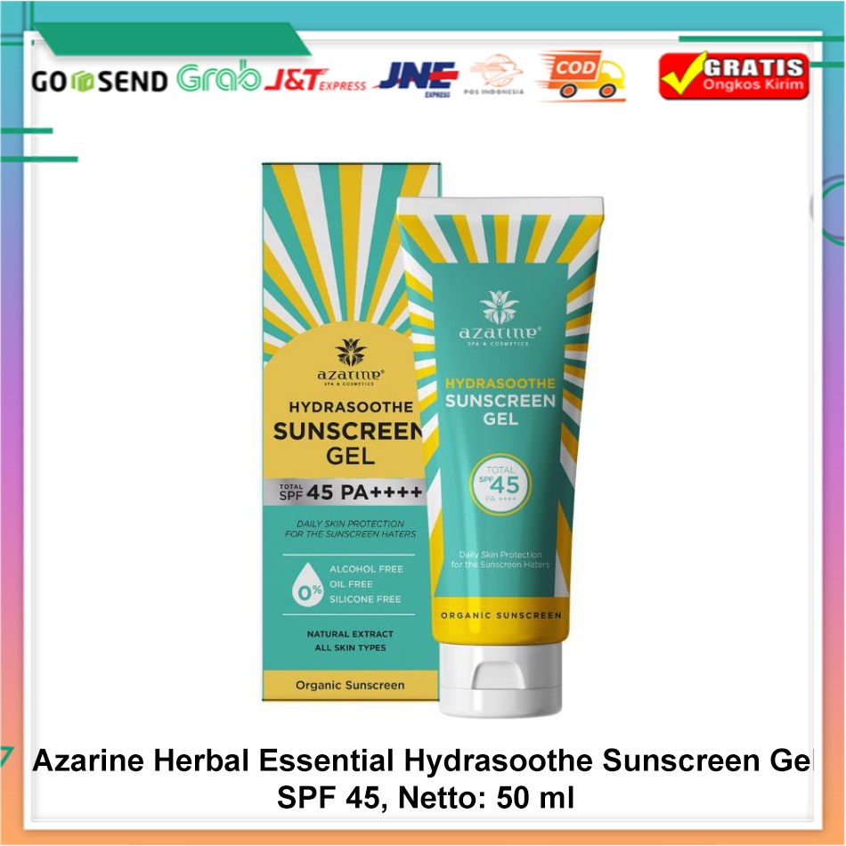 Jual Azarine Herbal Essential Hydrasoothe Sunscreen Gel SPF 45 50 ml ...