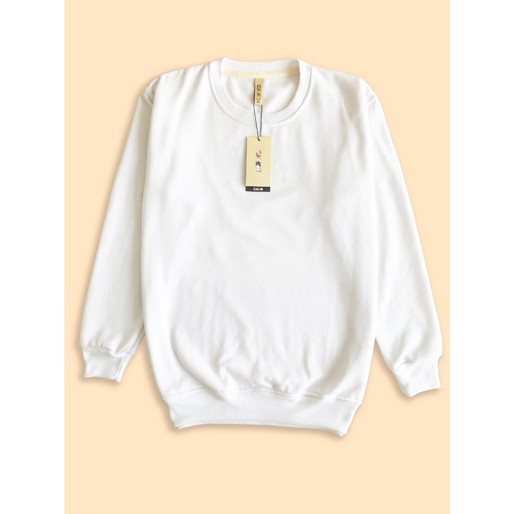 Jual Sweater Premium CAMOE Original Basic Polos warna Putih / White ...