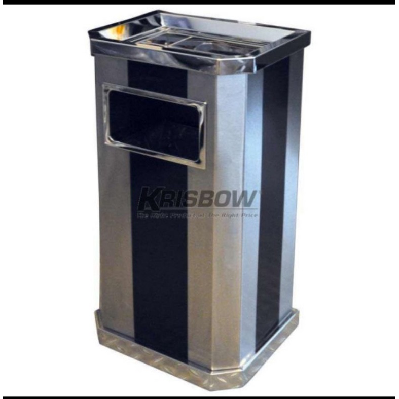 Jual Tempat Sampah Dust Bin Stainless Steel With Ashtray Krisbow ...