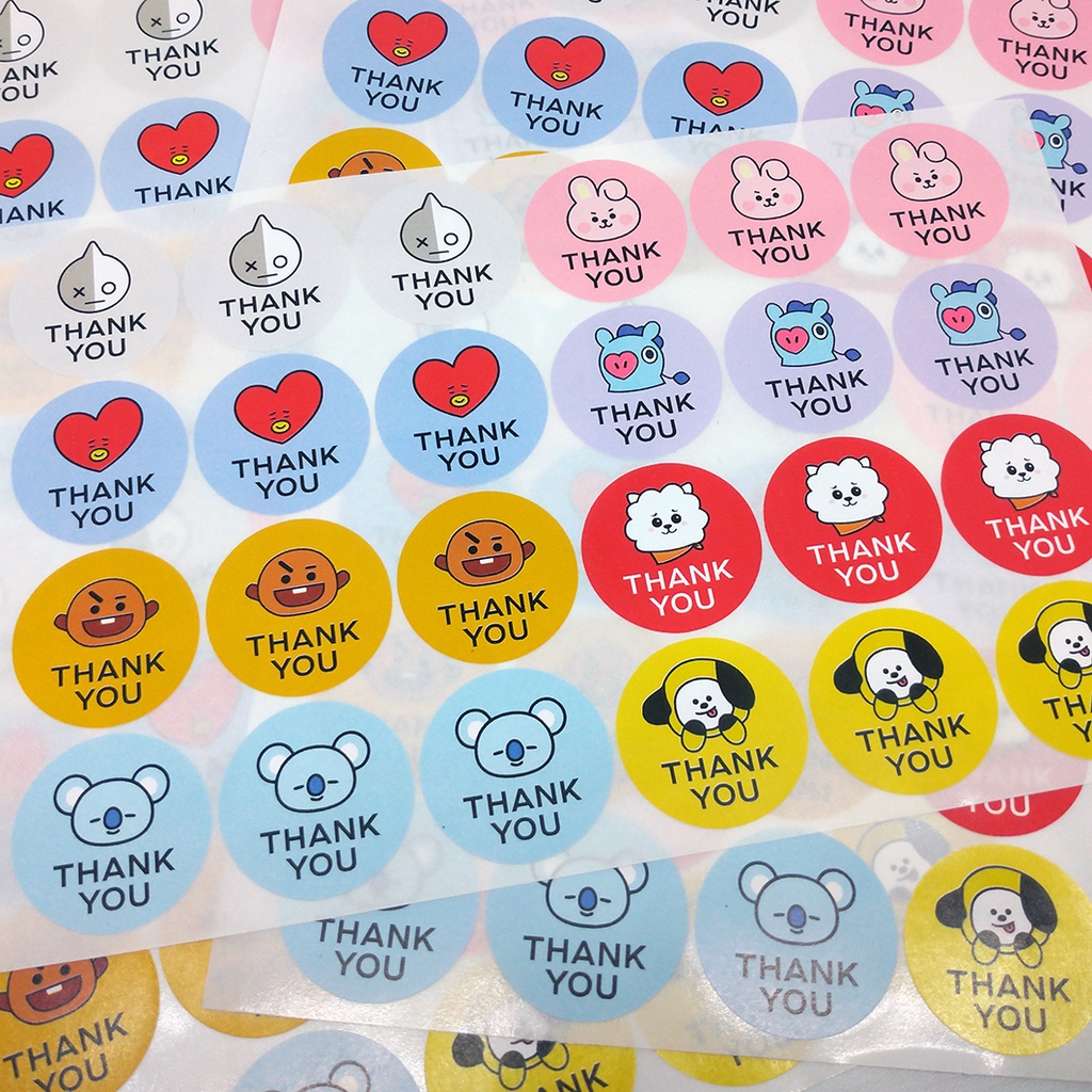 Jual Sticker Label BT21 Thank You Karakter Kartun BT 21 Stiker Label ...