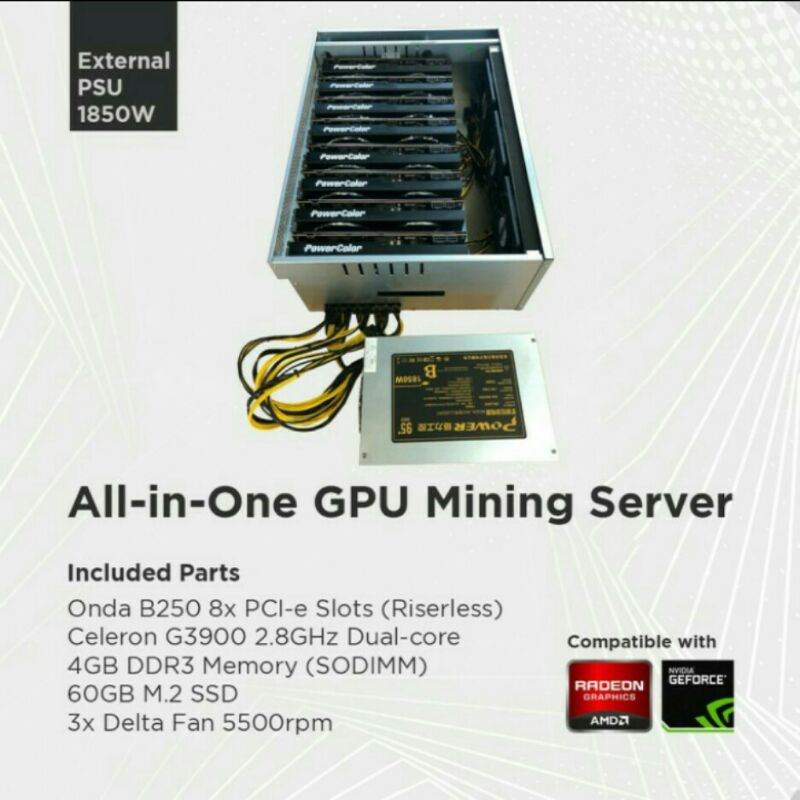 Jual High Efficiency ETC/ETH/LTC 8 GPU Rig Mining Server (NO INCLUDE ...