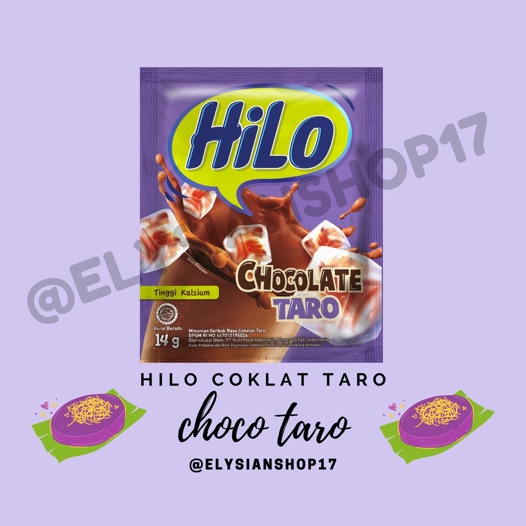 Jual Susu Hilo Chocolate Taro / Coklat Talas 1 Renceng (10 Sachet ...