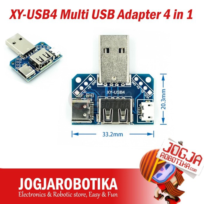 Jual XY-USB4 Multi USB Adapter 4 in 1 USB A Male to Micro USB Type-C ...