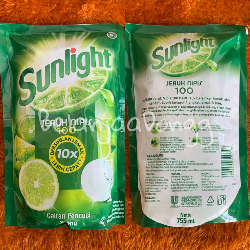 Jual SUNLIGHT SABUN CUCI PIRING JERUK NIPIS 755ML | Shopee Indonesia
