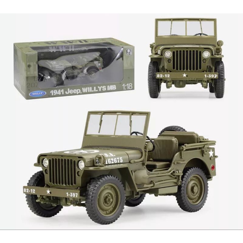 Jual Welly 1941 Jeep Willys MB Miniatur Diecast Jeep tentara militer ...