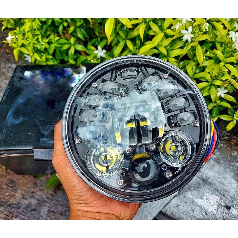 Jual Lampu daymaker 16 Led 5,75 inch kardus hitam polos import | Shopee ...