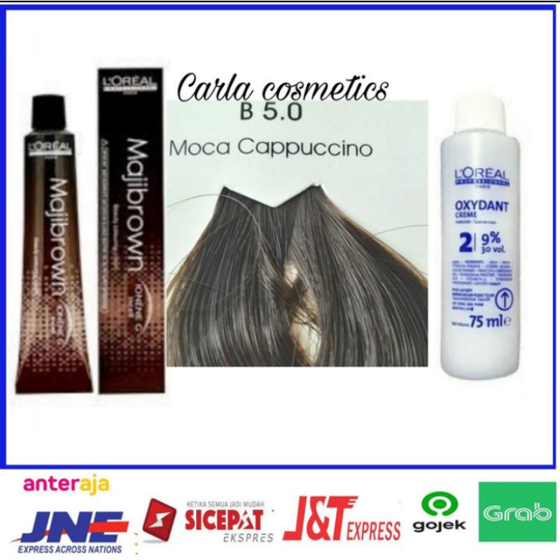 Jual cat rambut Loreal majibrown B 5.0 moca capuccino + oxidan't L ...