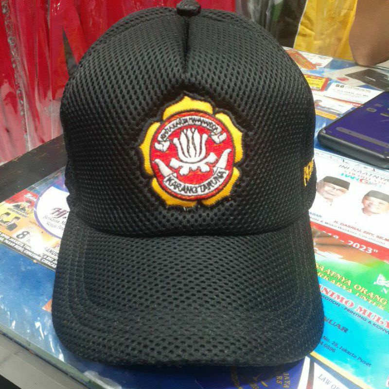 Jual topi jaring karang taruna hitam free nama | Shopee Indonesia
