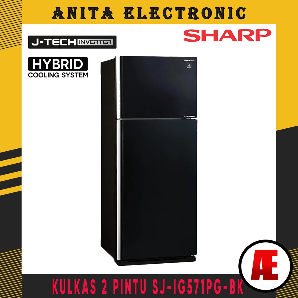 Jual KULKAS SHARP 2 PINTU KAP.428L J-TECH INVERTER SJ-IG571PG-BK | Shopee Indonesia