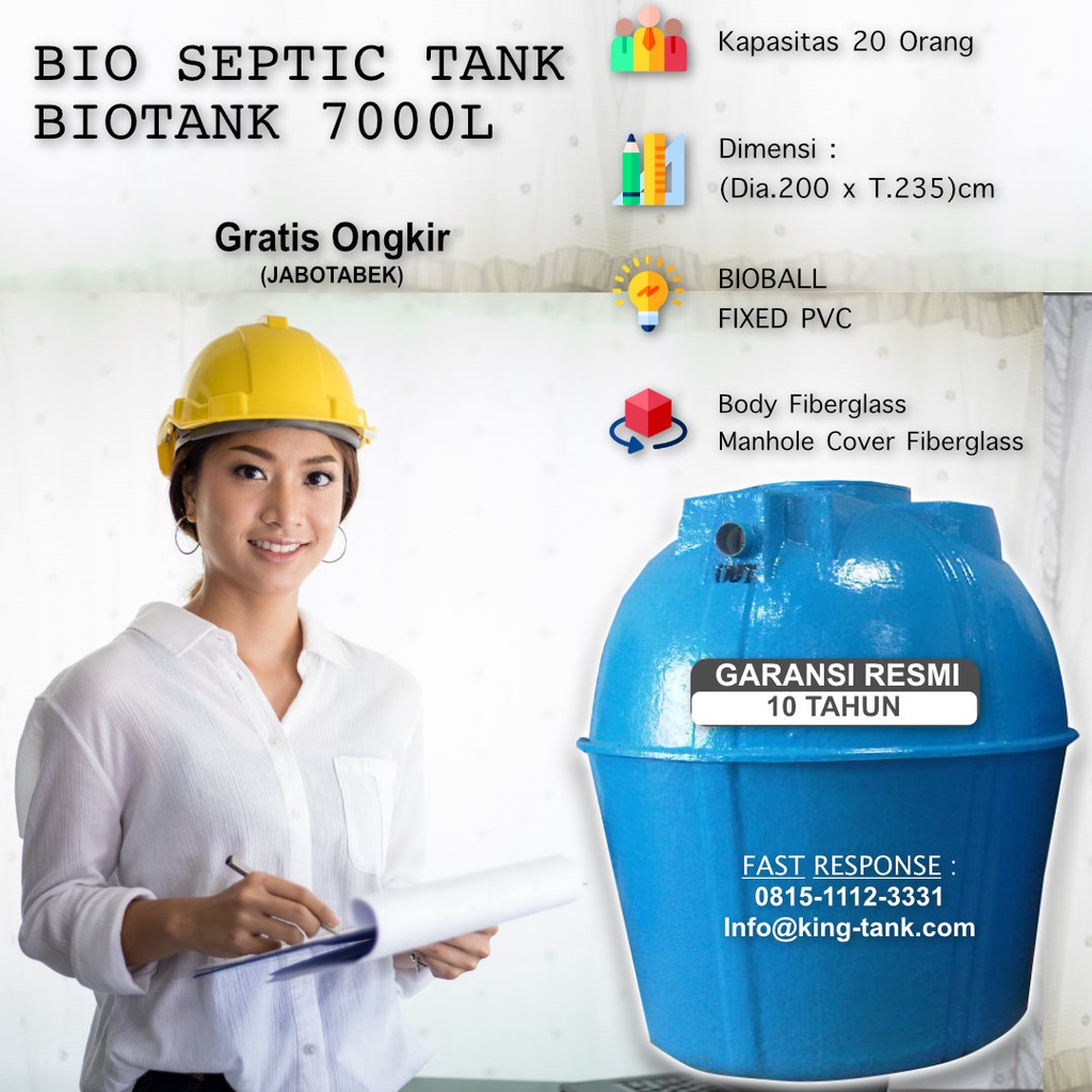 Jual TANGKI Septic Tank BIOFIL BIOTANK 7000 Liter / 7m3 | Shopee Indonesia