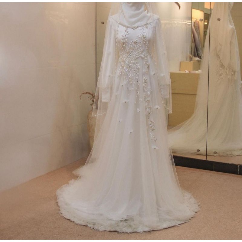 Jual set akad syari/ baju pengantin murah/ walimah/ baju akad/gaun akad ...