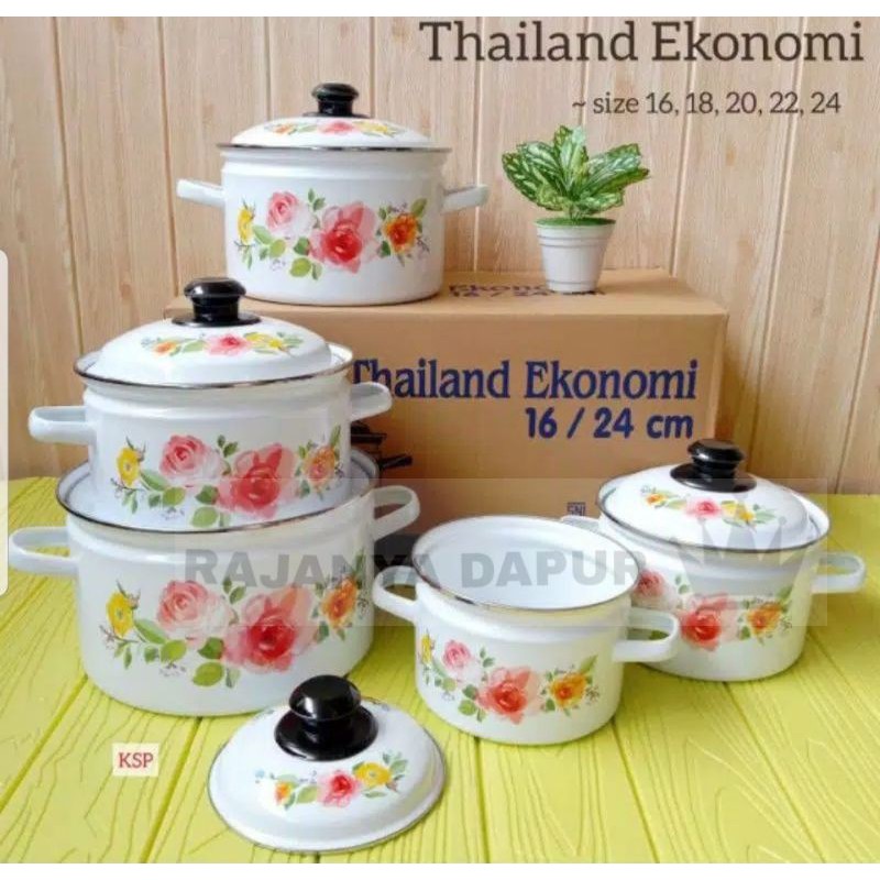 Jual Panci set enamel thailand ekonomi/set 16/24 ideal - panci ...
