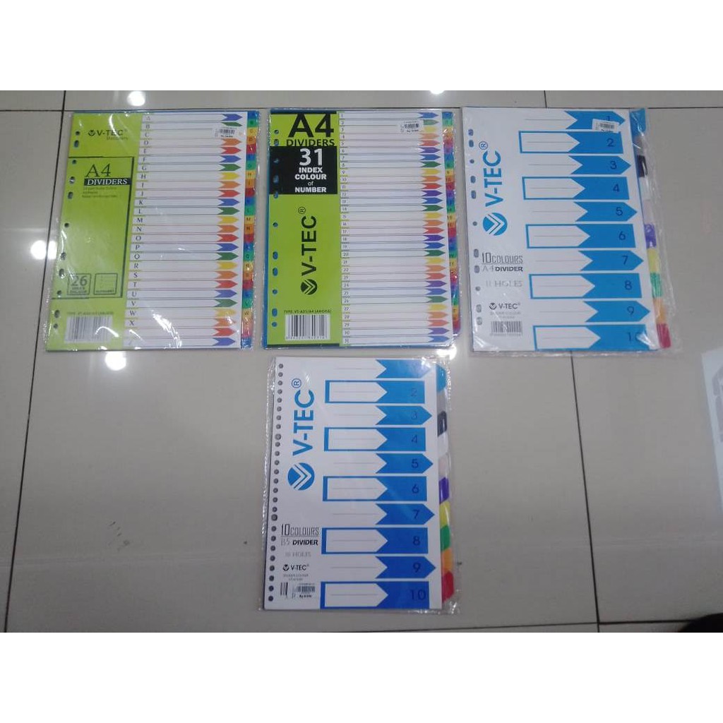 Jual V Tec divider B5 A4 angka isi 10 | Shopee Indonesia