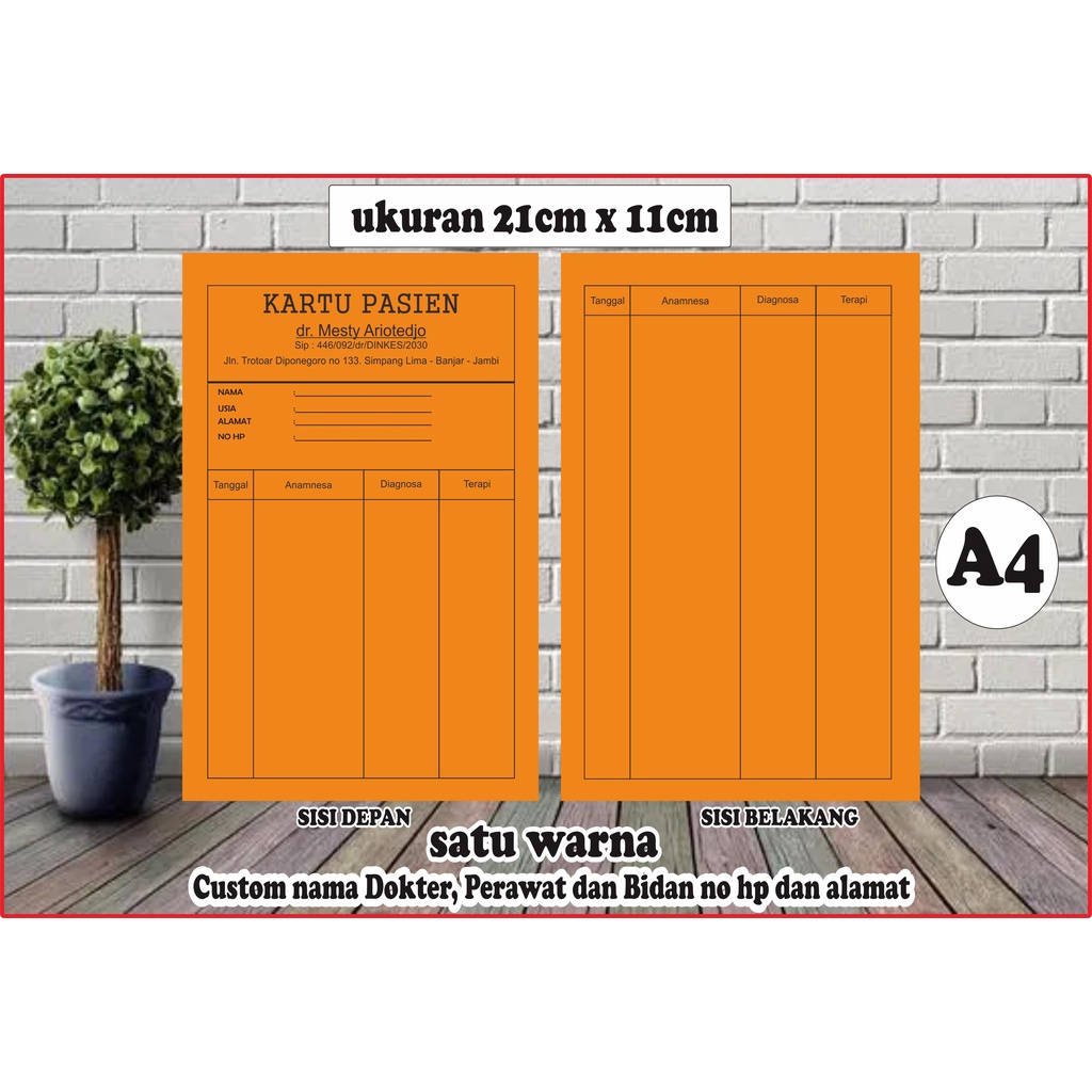 Jual Cetak Blangko Blanko Kartu Pasien / BIDAN / DOKTER / PERAWAT Bahan BC Tebal | Shopee Indonesia