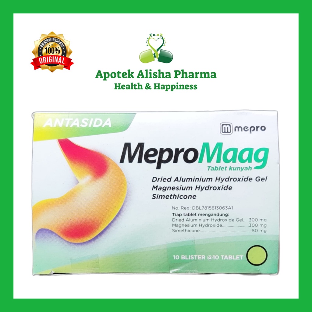 Jual MeproMaag Tablet Kunyah Box isi 100 / Strip - Mepromag Obat Maag ...