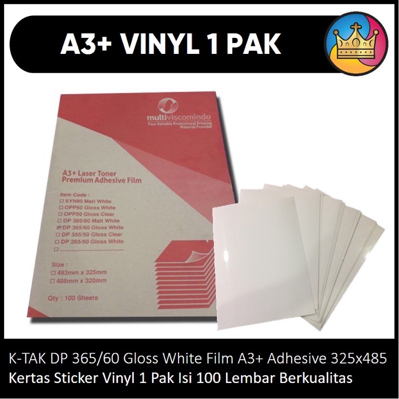 Jual BAHAN A3+ Sticker Stiker Vinyl Vinil K-Tak Gloss White Film ...