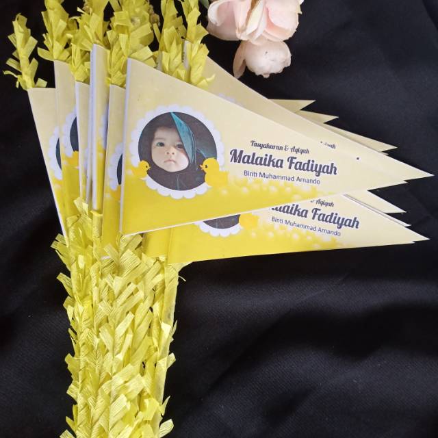 Jual Bendera Cukuran / Bendera Aqiqah / Bendera Khataman custom isi 50 ...