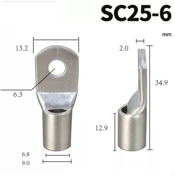 Jual Skun SC6 SC10 SC16 SC25 6 8 M6 M8 SC 6-10-16-25 mm Sepatu Kabel Lugs | Shopee Indonesia