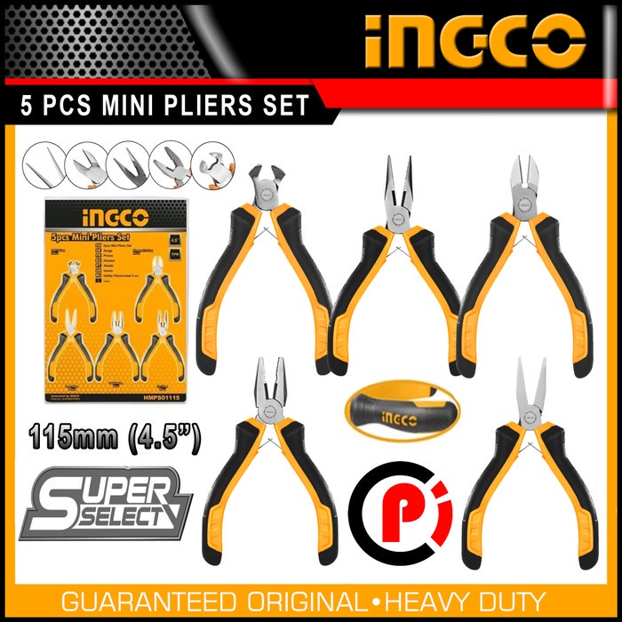 Jual INGCO 5 Pcs Set Tang Mini Pliers Ukuran 4.5Inch Potong Kombinasi ...