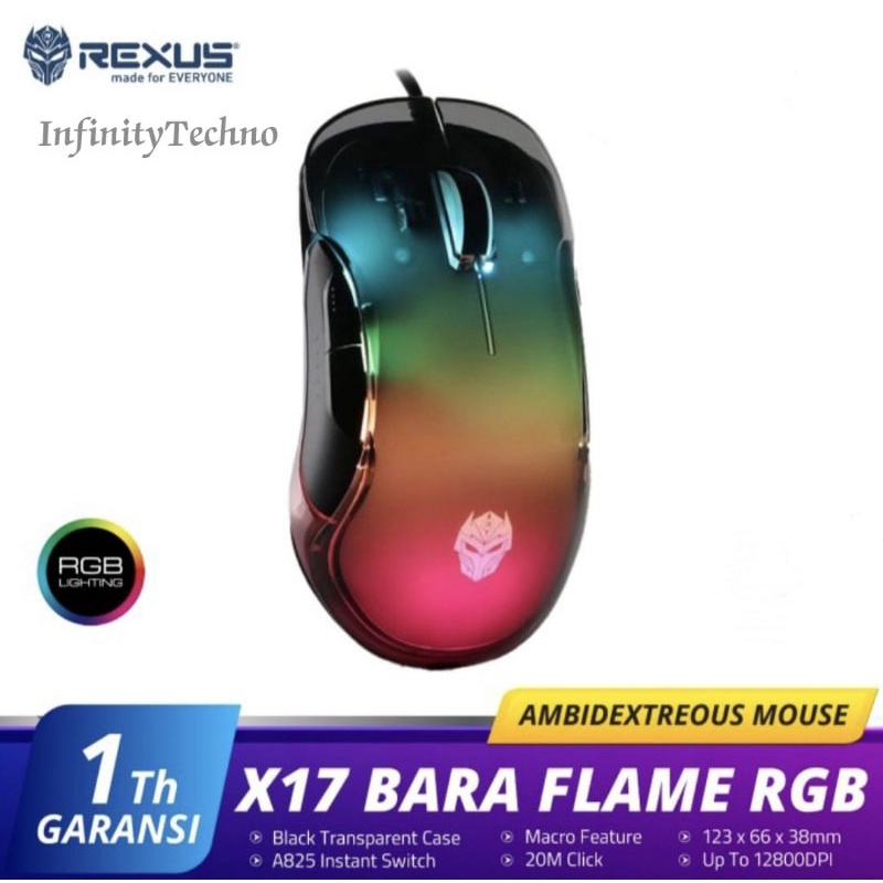 Jual Rexux X17 Bara Flame RGB - Gaming Mouse | Shopee Indonesia