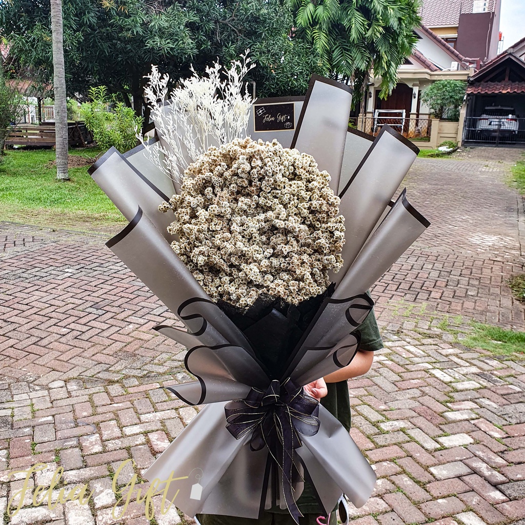 Jual Buket 80cm Super Besar Bouquet Bunga Edelweis 80cm Dried Edelweiss ...