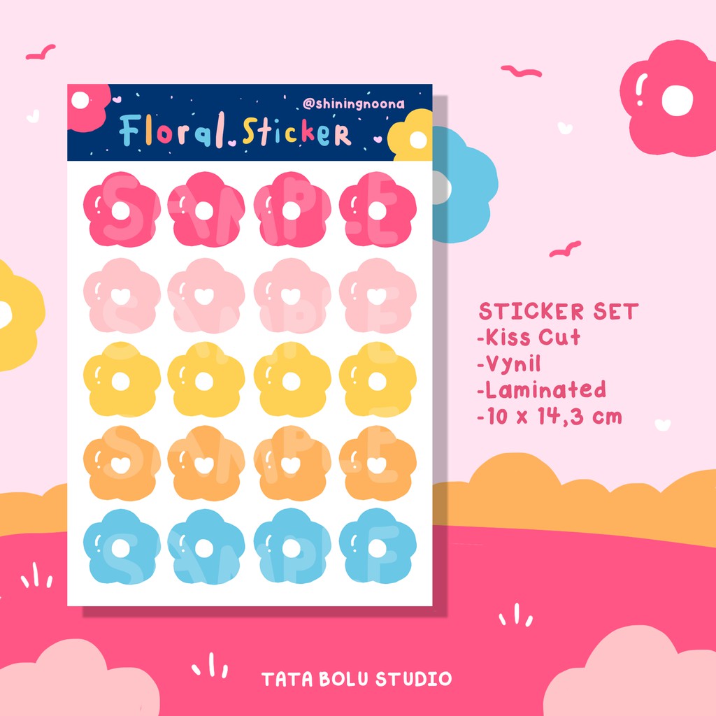 Jual Sticker Flowers - Sticker Bunga - Sticker Shape - Sticker Bullet ...