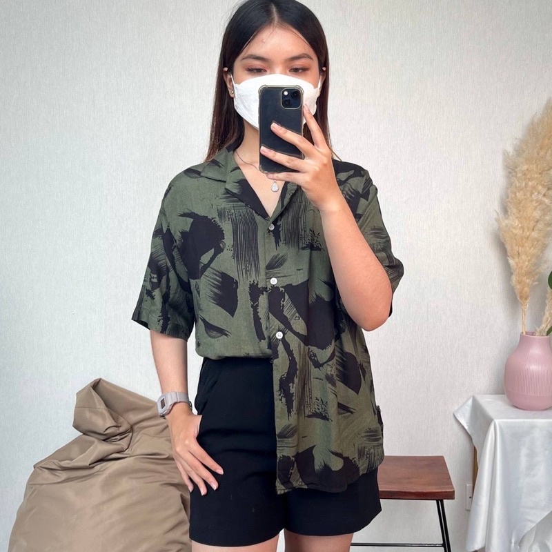 Jual KEMEJA PENDEK WANITA RAYON OVERSIZE, KEMEJA PATTERN SHIRT | Shopee ...