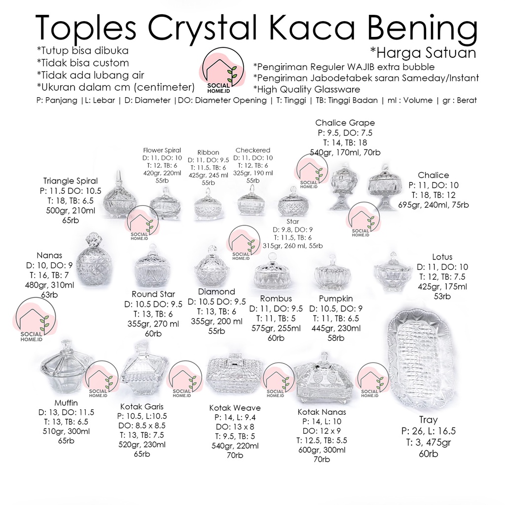 Jual Toples Kristal, Crystal Jar, Glassware kaca, Sugar Candy Permen ...