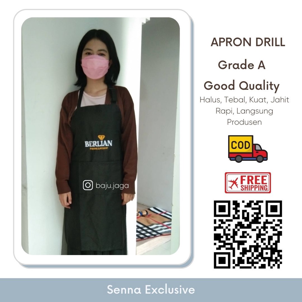 Jual Apron Celamek Masak Bordir Besar Custom Logo Brand Warung Makan ...