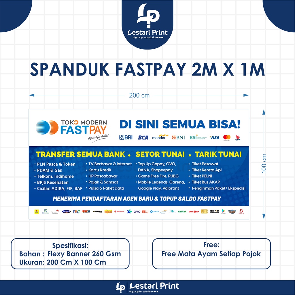 Jual SPANDUK BANNER TOKO MODERN FASTPAY / 2M X 1M / LESTARI PRINT ...
