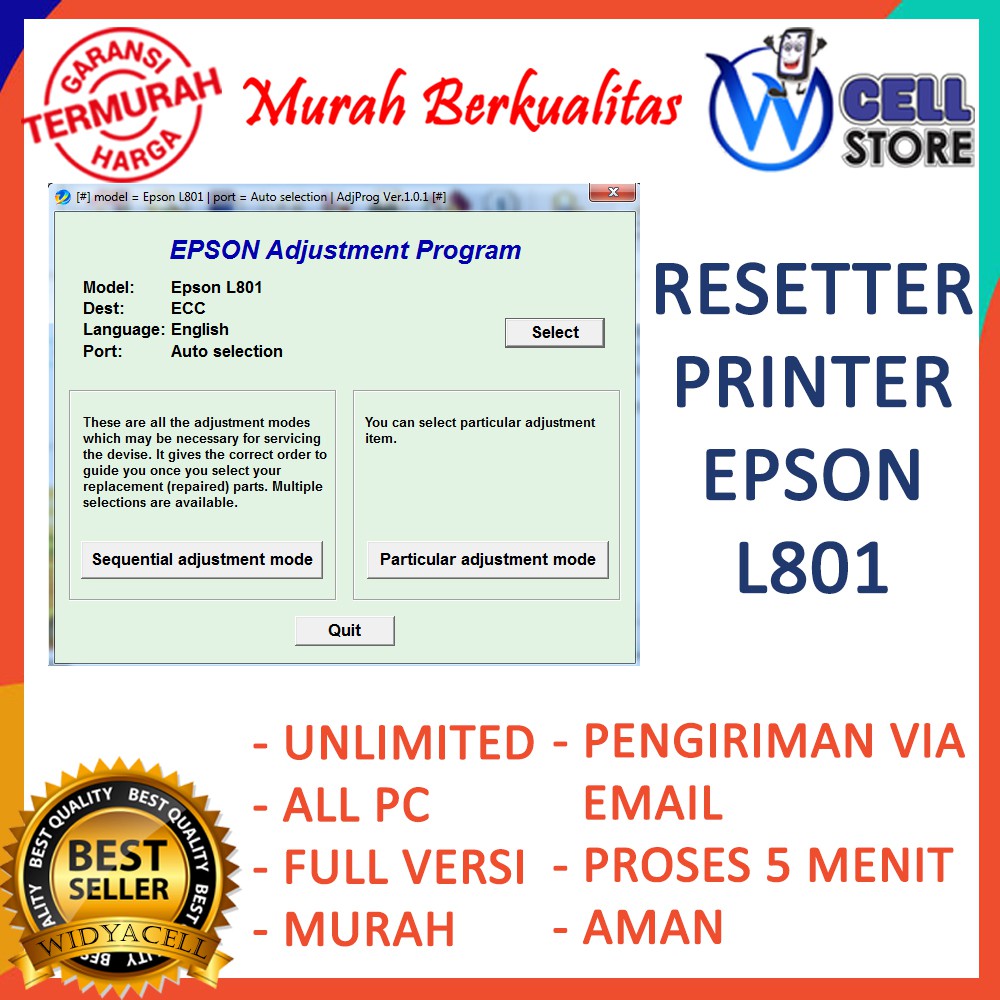 Jual SOFTWARE RESETTER / RESET / RESETER PRINTER EPSON L801 UNLIMITED AKTIVASI FULL VERSION ...