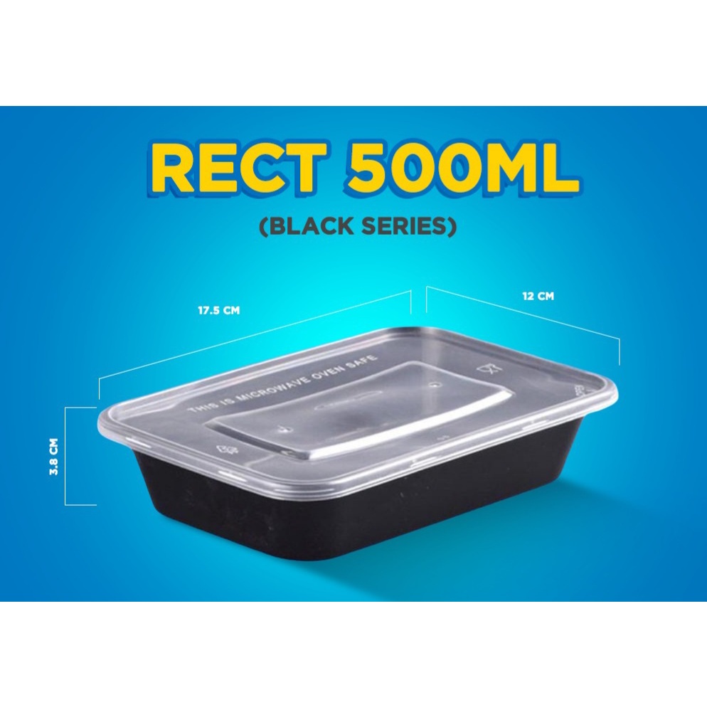 Jual THINWALL KOTAK MAKAN PLASTIK BLACK RECT 500ML 25 PCS/FOOD ...