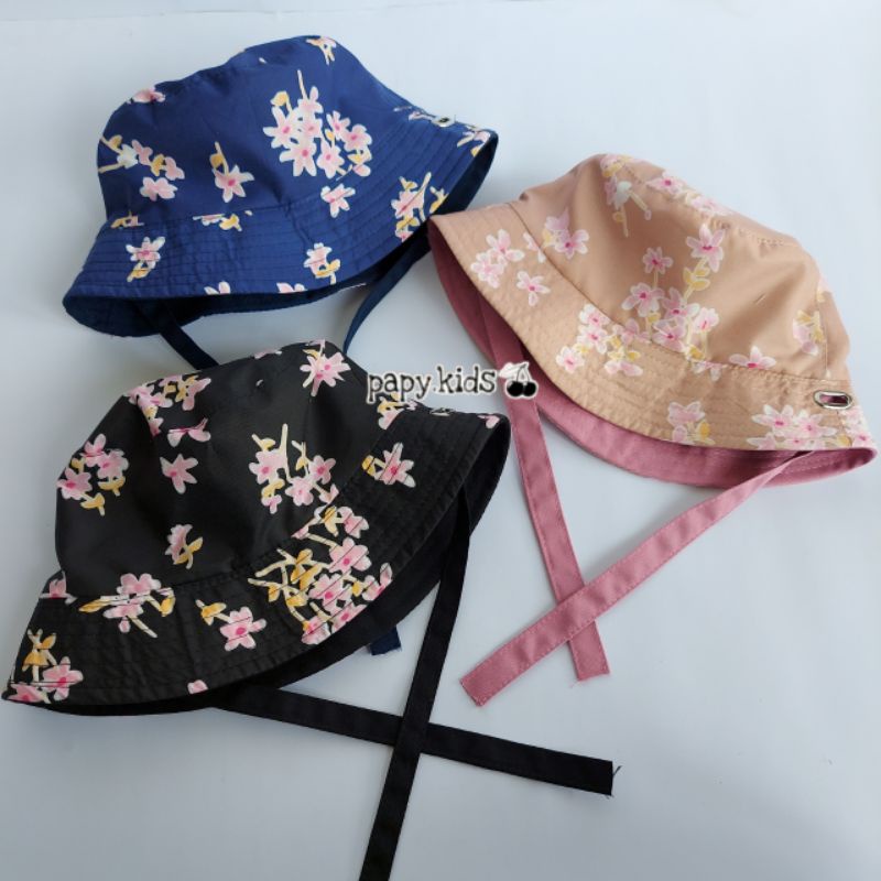 Jual Wide Bucket Hat Bunga bulak balik LBH2/ Topi Bucket anak 2 in 1 ...
