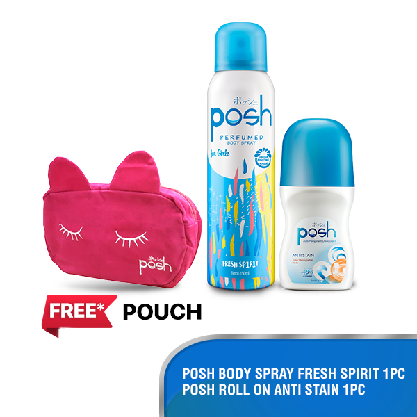 Jual Bodyspray Posh Fresh Spirit 150 ml + Posh Anti Stain Deodoran Roll ...