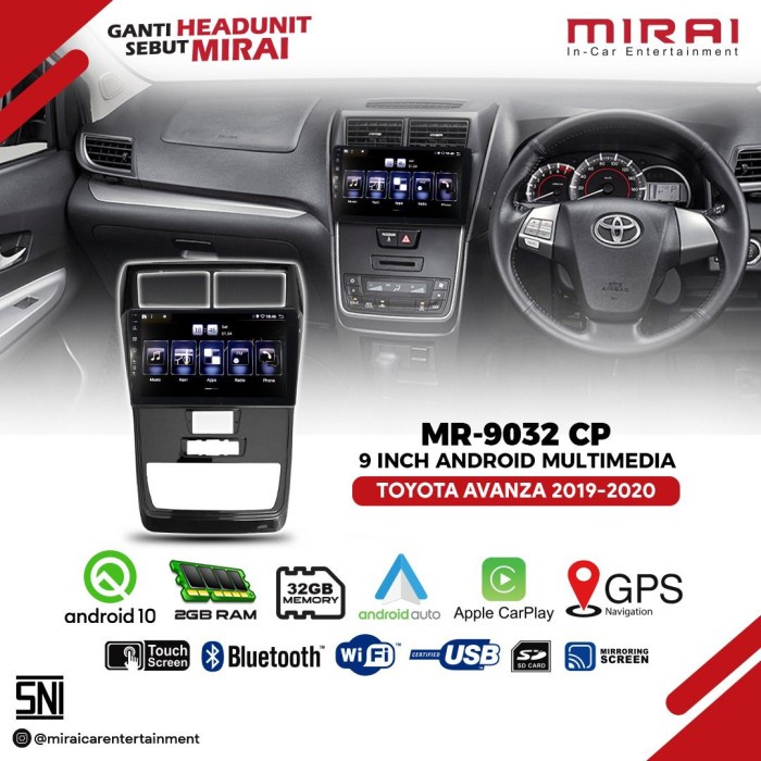 Jual Head Unit Android 9 inch Toyota Avanza 2019-2020 Mirai MR-9032CP | Shopee Indonesia