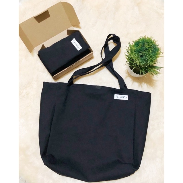 Jual TERTANDA|Black-Canvas|Totebag-Unisex | Shopee Indonesia