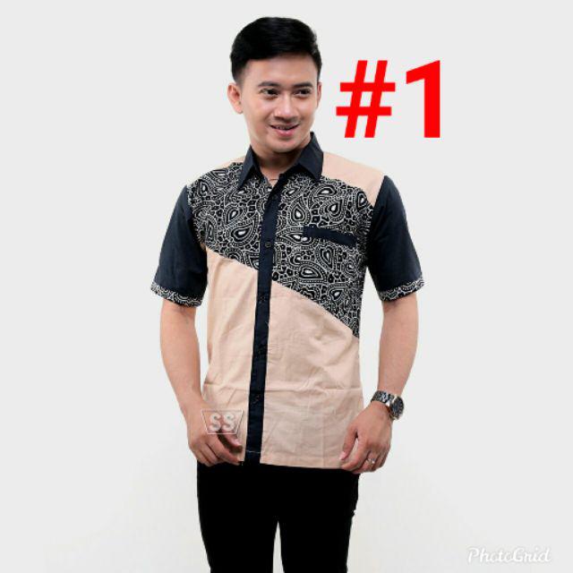 Jual Baju batik pria hem kolo btik kombinasi Batik Pekalongan seragam ...